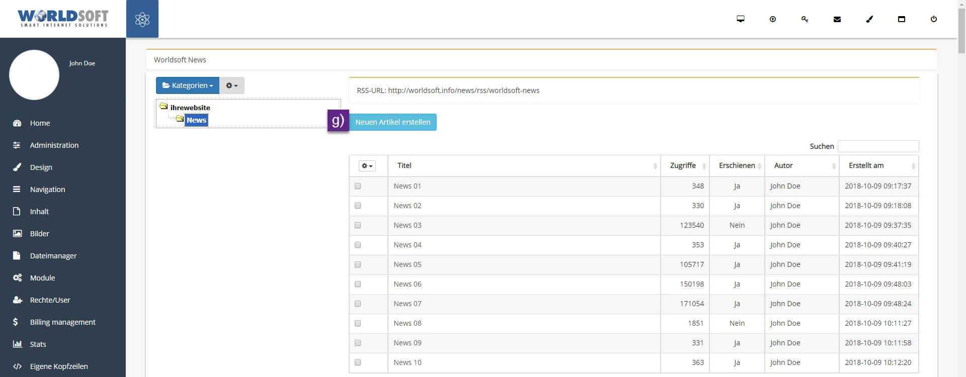 Worldsoft Support - Worldsoft News Modul